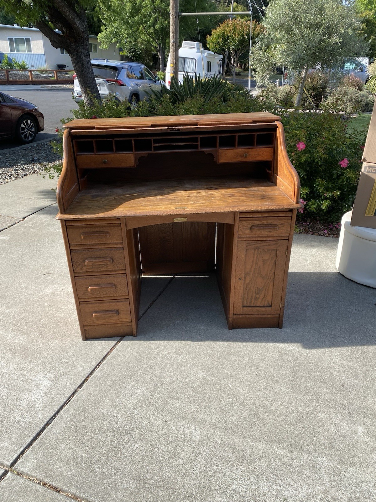 Vintage Roll Top Desk By Rowlett | eBay