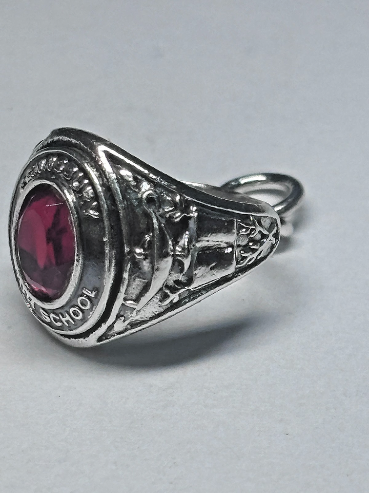 Vintage 925 Silver Red Gemstone Pennsbury High School Ring Charm 4g | eBay
