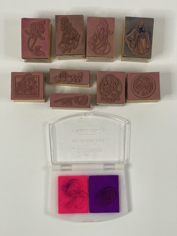 Disney Princess Deluxe 9 Wooden Stamps Set by Melissa & Doug empty Ink ...