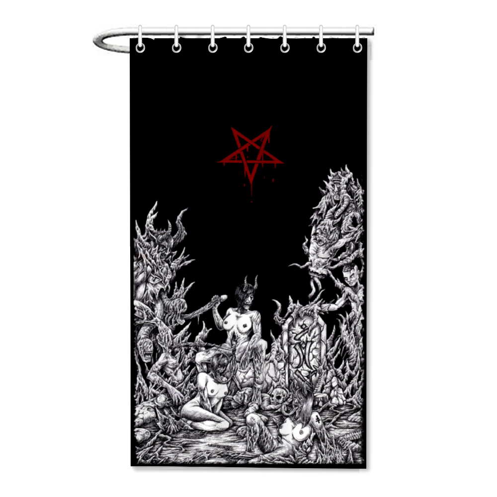 Skull Satanic Pentagram Demon Unholy Lust Bachelor Size Shower Curtain ...