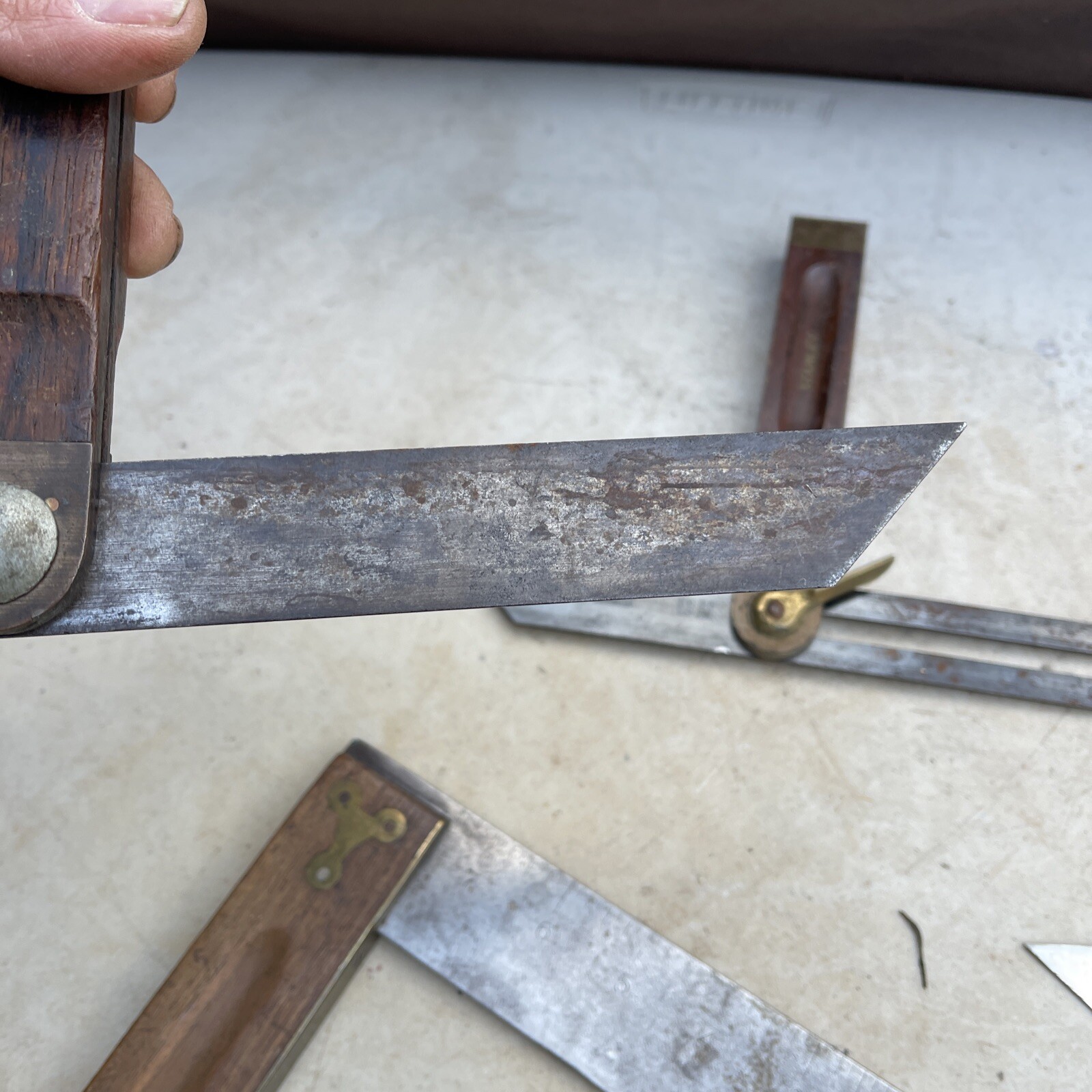 (3) Vintage Stanley 12”,10” 8” Sliding T Bevel Square Tool & Square ...