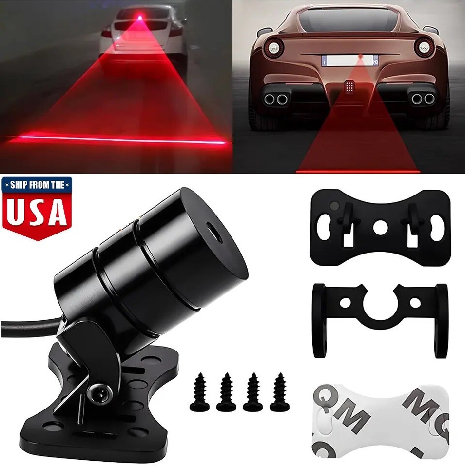 Red LED Laser Fog Light Anti Collision Taillight Brake Lamp Auto Car ...