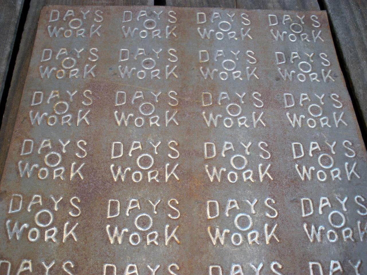 Vintage DAYS O WORK Chewing Tobacco Metal Embossed Stamp Mold Tin Sheet ...