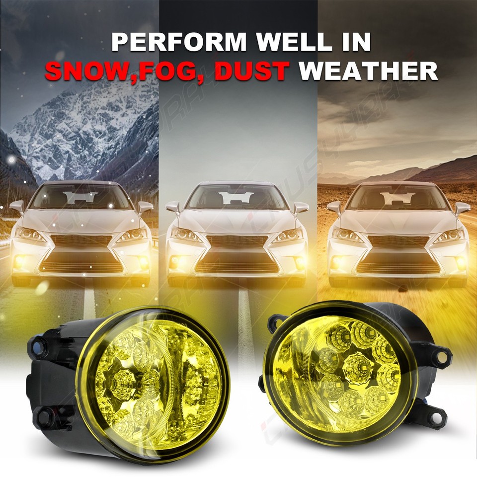 2pcs LED Driving Fog Light Lamp Front Bumper Light Yellow Left + Right ...