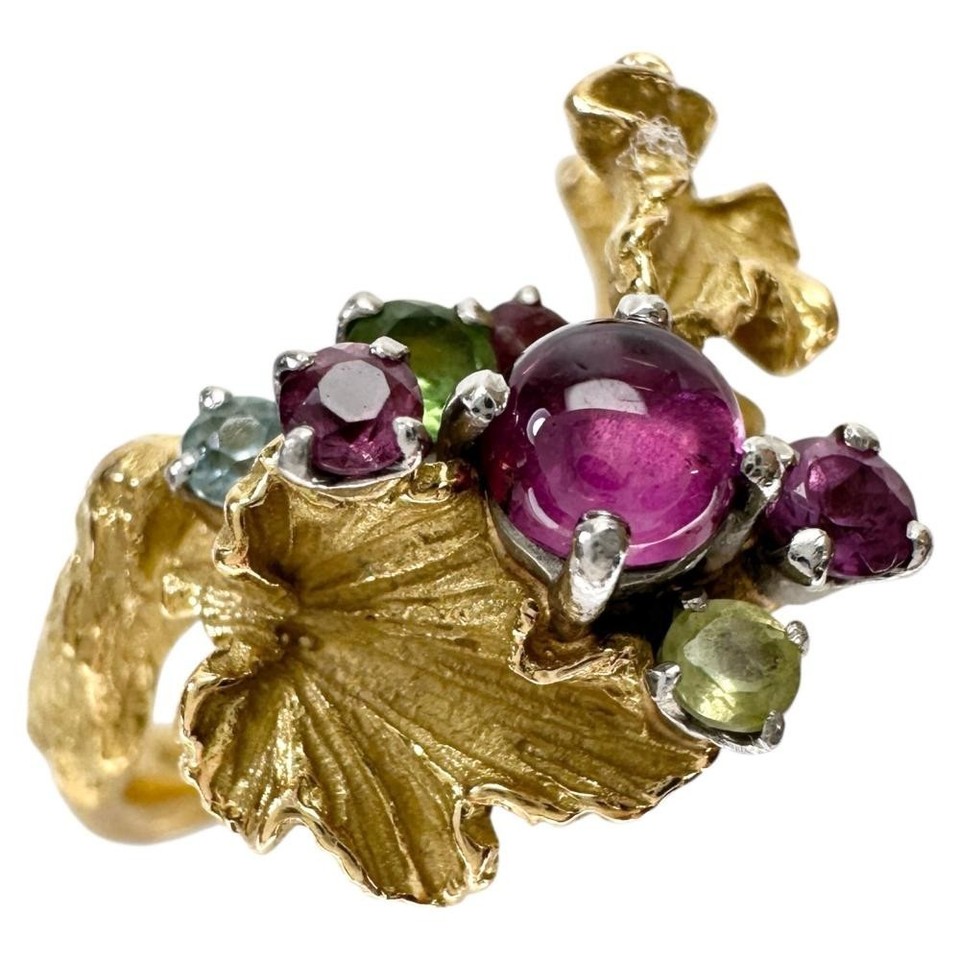 US 3.5 IWAKURA KOJI Multi stone Ring K18 Gold/Pt900Platinum 5.7g Women ...