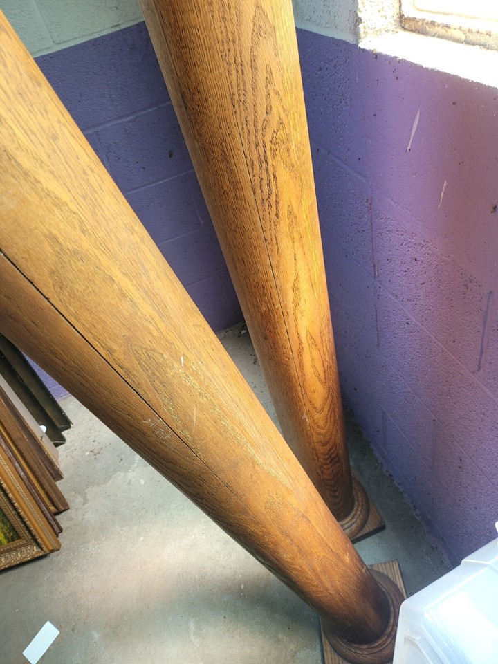 Vtg Lot Of 2 Matching Oak Wood Fluted Fireplace Columns Pillars 4ft 6 ...