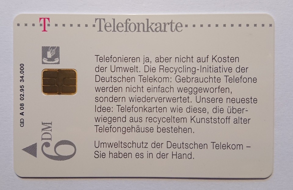 Phone card Collectible card 6 DM Recycling to touch A08 02.95 | eBay