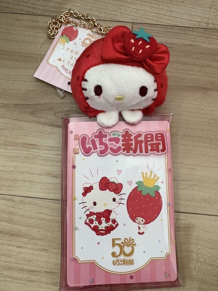 Sanrio Hello Kitty Clear Case With Mascot Strawberry Newspaper 50Th ...