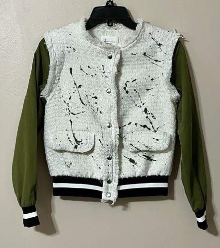 NWOT Juniors Anthropologie XXS White/ Green Jacket | eBay