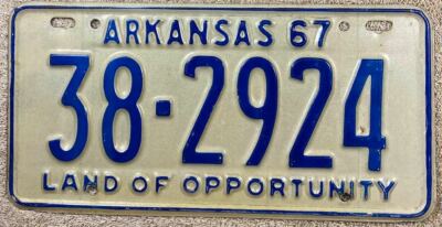 1967 Vintage Arkansas License Plate Boone County 38-2924 Harrison Omaha ...