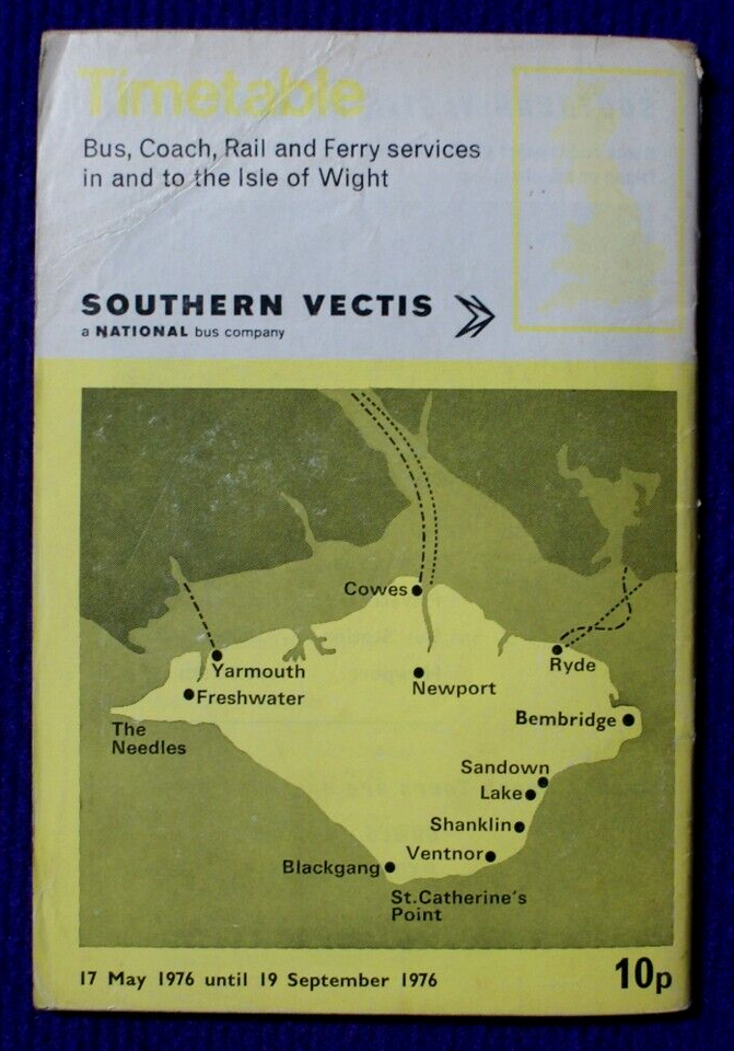 SOUTHERN VECTIS NATIONAL ISLE OF WIGHT BUS COACH RAIL FERRY TIMETABLE ...