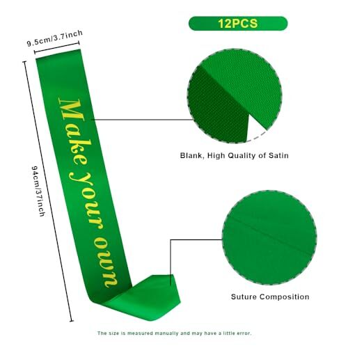 12pcs Sash Green Sash Girl Scout Sash With Badges Blank Sashes for ...