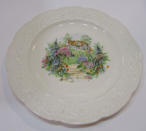 Antique 1920's Edwin M. Knowles Pottery 9" Plate Country Cottage Flower ...