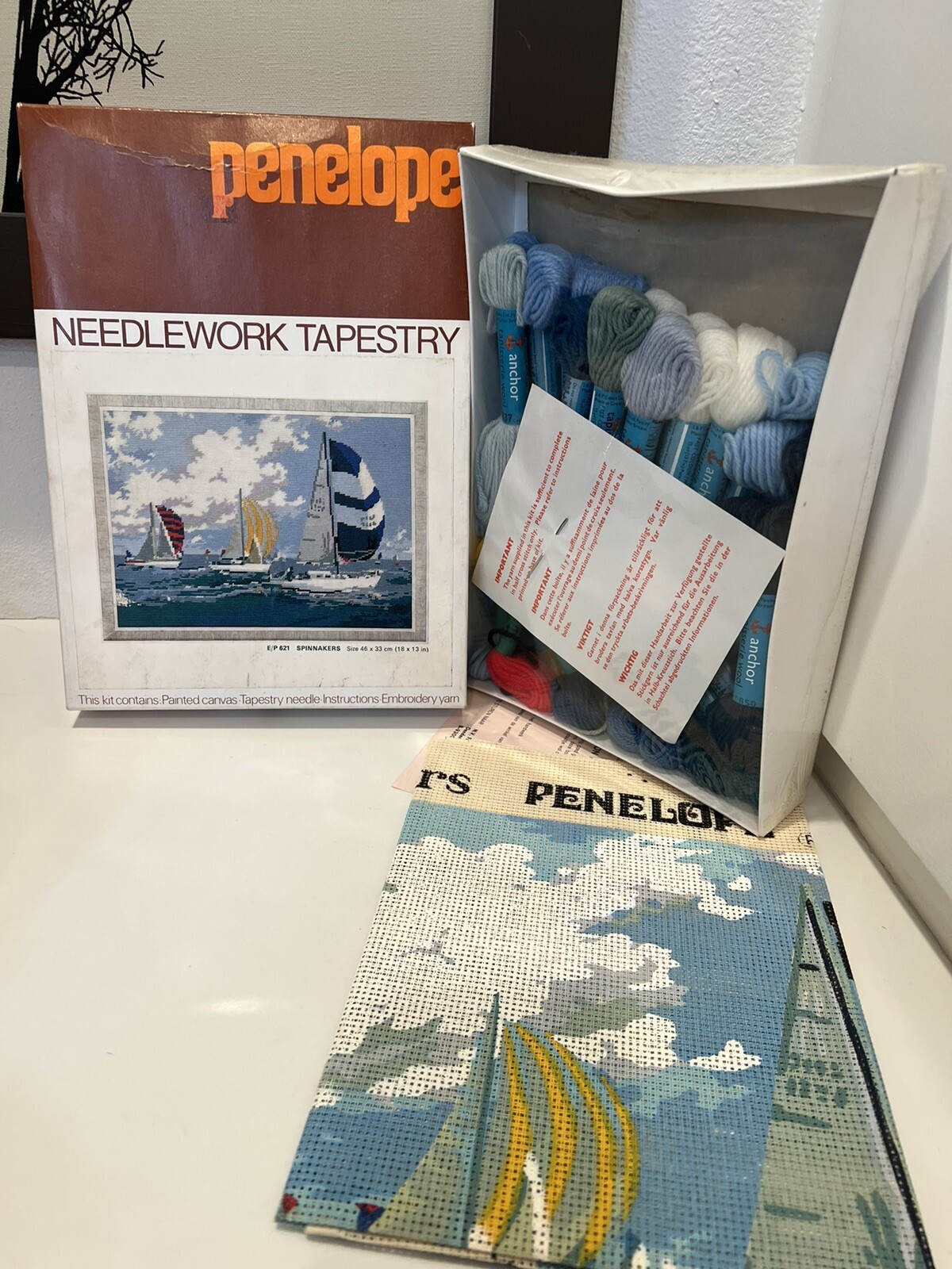 HTF VTGE Penelope Needlework Tapestry Kit IN BOX E/P 621 “Spinnakers ...