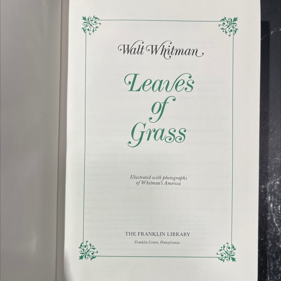 walt whitman leaves of grass illustrated with photographs of whitman's ...