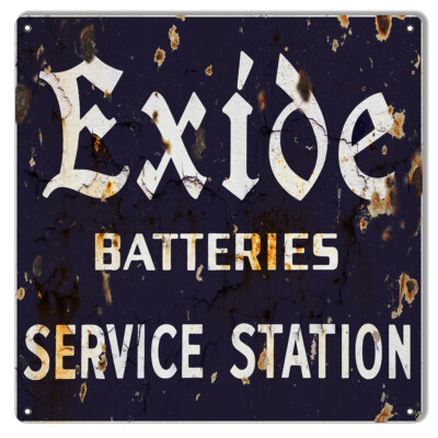Vintage Style Metal Sign Exide Batteries Service Station 12 x12 | eBay