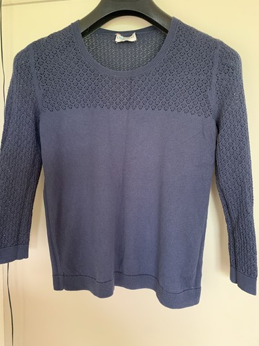 Marks And Spencer’s Indigo Navy Fine Knit Cotton Jumper Size 10 | eBay UK