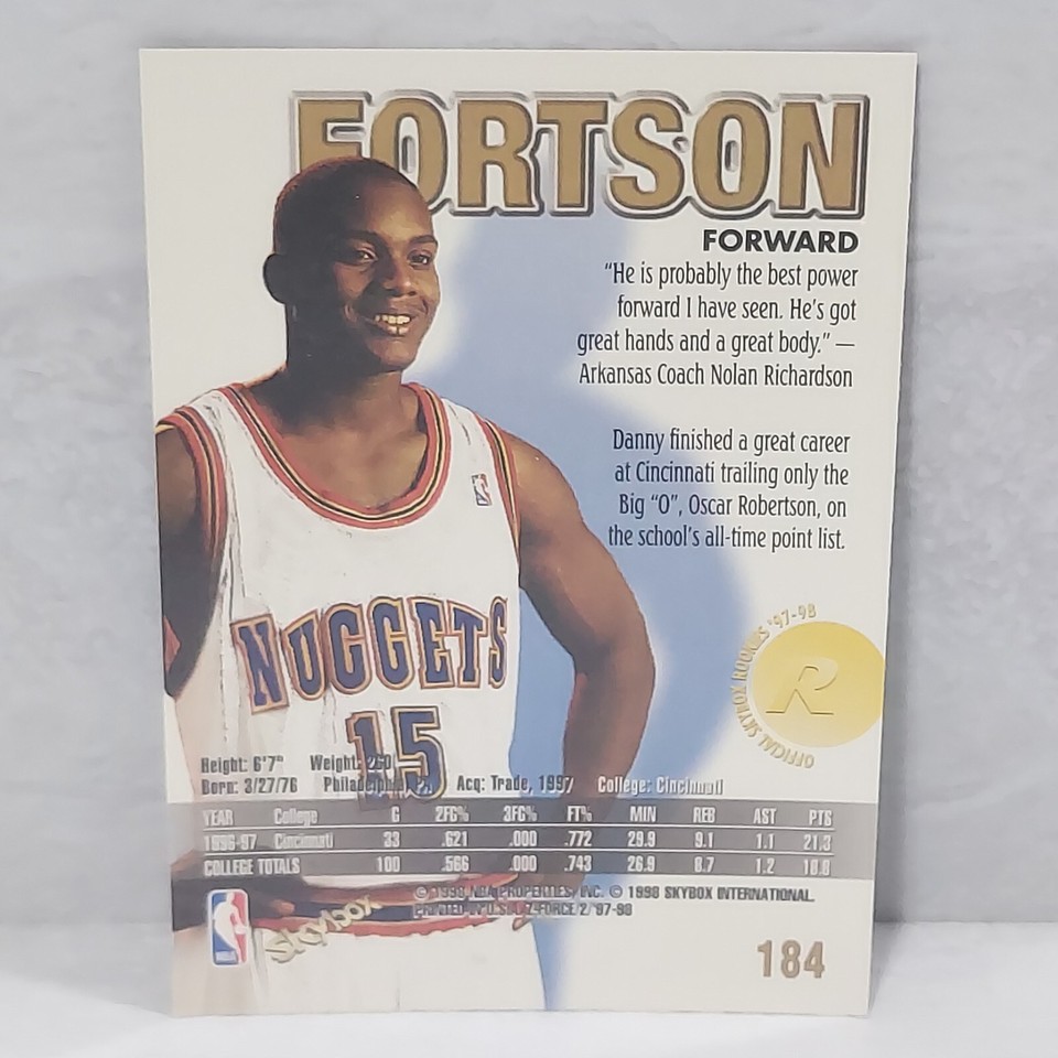 1997-98 Skybox Z-Force Danny Fortson Denver Nuggets Rookie #184 | eBay
