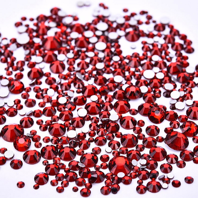 1440 Dark Red Flatback Crystal Rhinestones Round Gems Nail Art Craft ...