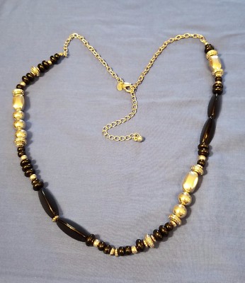 CHICO'S CHAIN & BEAD NECKLACE , 30 Inch , Black and 'Silver' | eBay