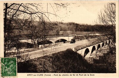 CPA Arcy-sur-Cure pont du chemin de fer Pont de la Cure Automobile ...