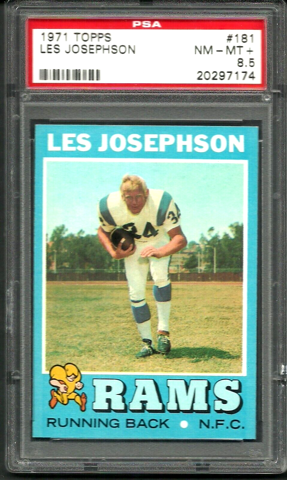 1971 Topps Football #181 Les Josephson PSA 8.5 NM-MT+ POP 2 Los Angeles ...