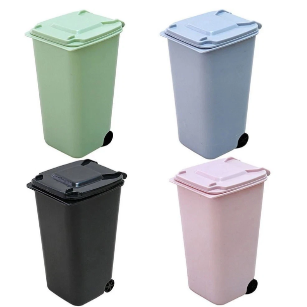 Cover Desk Dustbin Desktop Bin Mini Trash Can Garbage Storage Box Pen ...