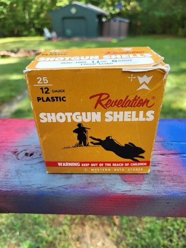 VINTAGE REVELATION SHOTGUN SHELLS 12 GAUGE PLASTIC 25 COUNT EMPTY BOX ...