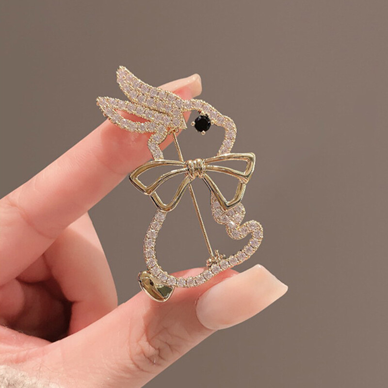 Vintage Rhinestone Bunny Brooches For Women Cute Fashion Simple Bow ...