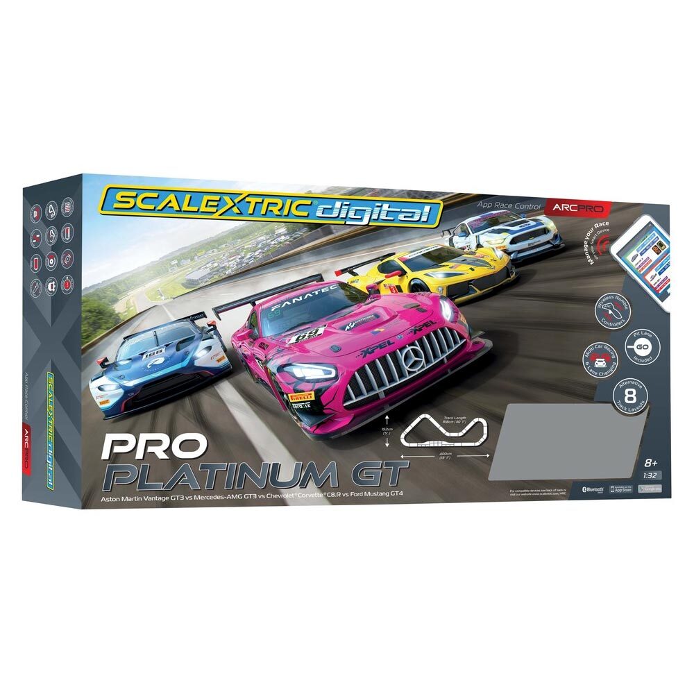 Scalextric Slot Car Race Set ARC PRO Pro Platinum C1436M 4 x Cars 37 ...