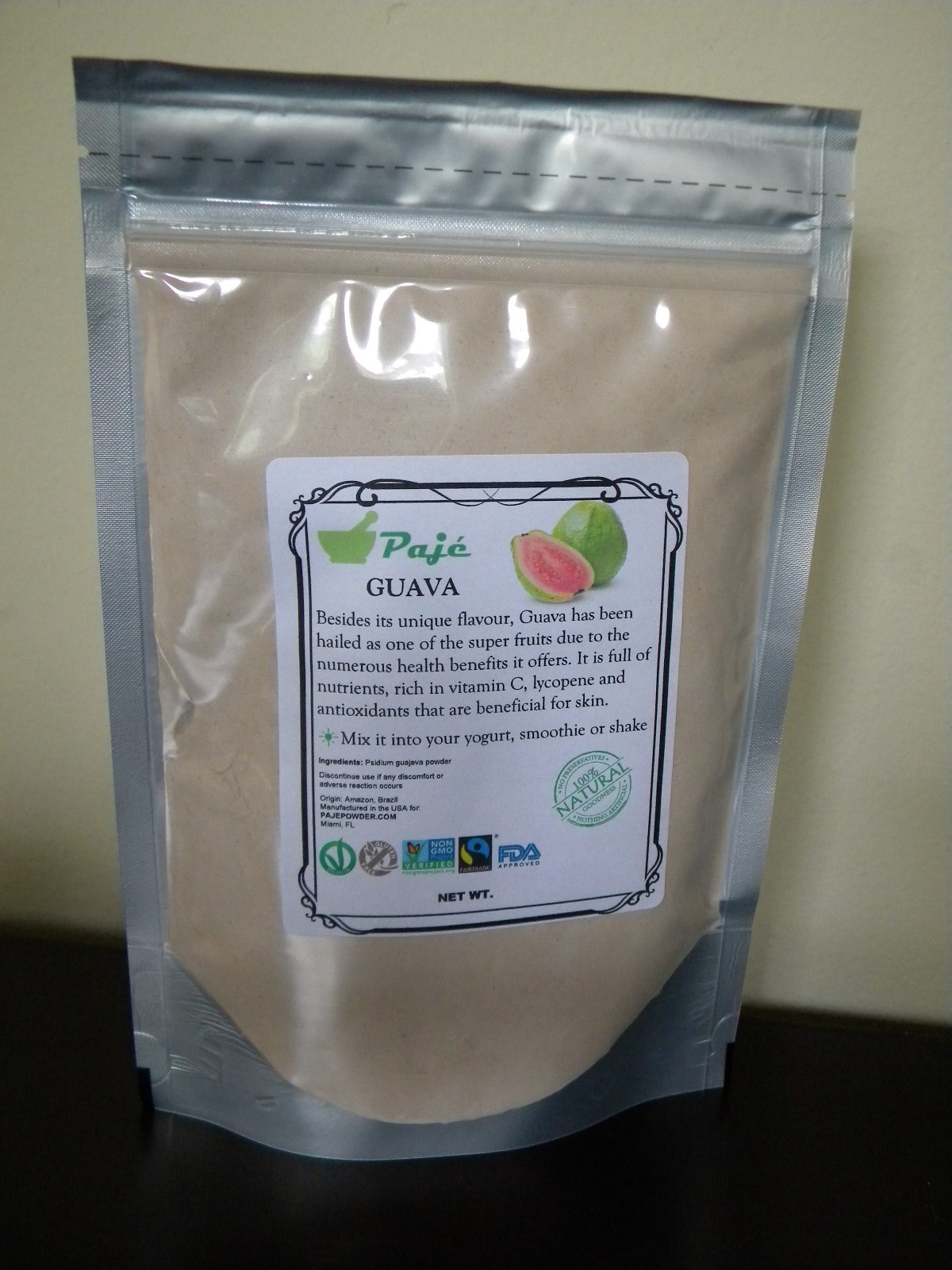 GUAVA goiaba fruit powder 16oz 1lb PAJE protect cells, folate , mg, cu ...