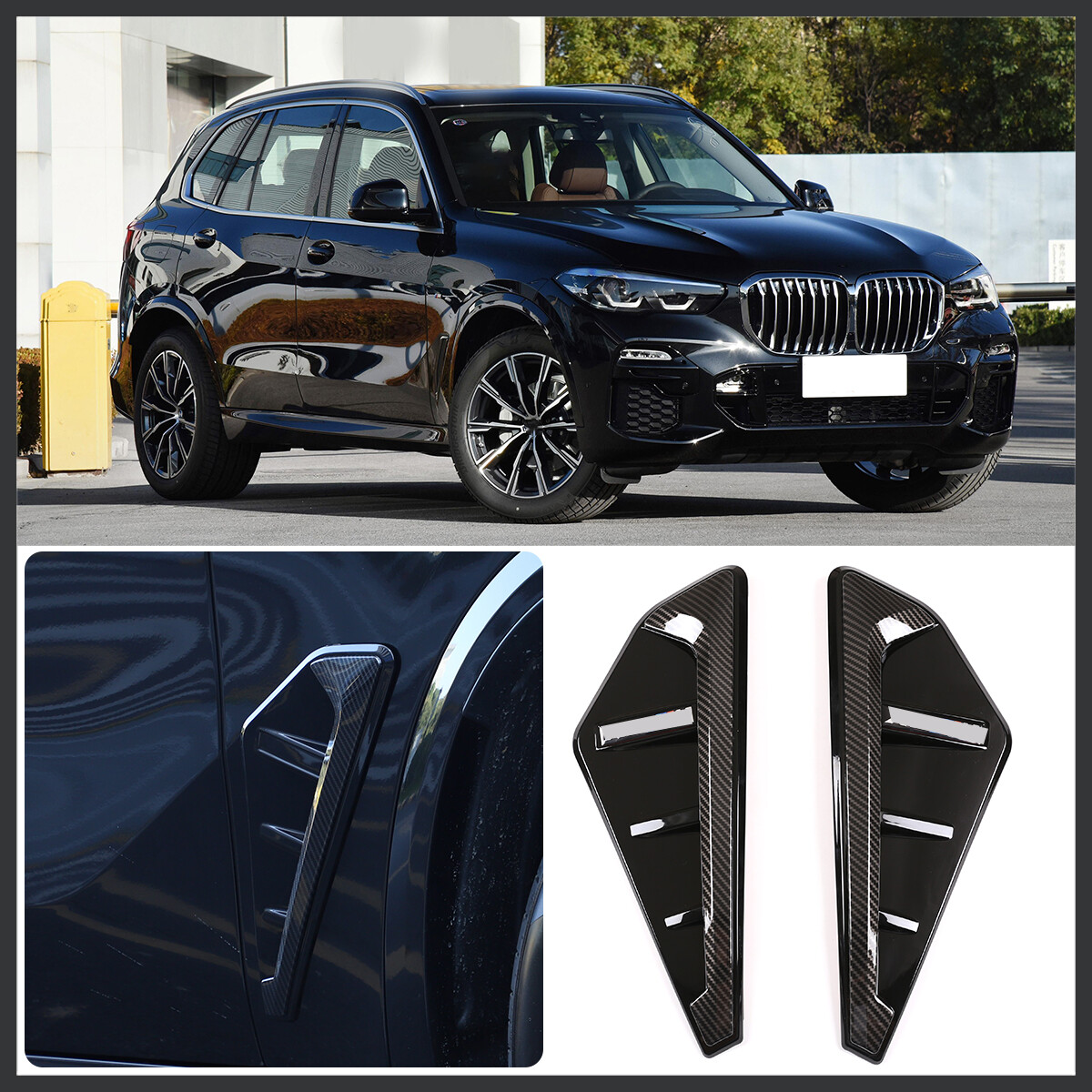 Carbon fiber Side Fender Vent Cover Trim Replace For BMW X5 X5M F95 ...