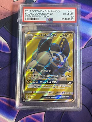 Pokemon 2017 Sun & Moon Crimson Invasion 102 ALOLAN GOLEM GX Full Art ...