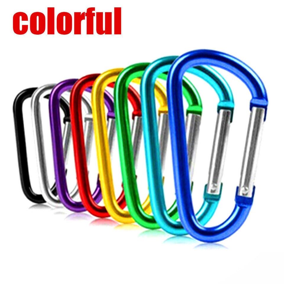 10/200 PCS Aluminum Carabiner D Shape Spring Clip Snap Key Hook ...