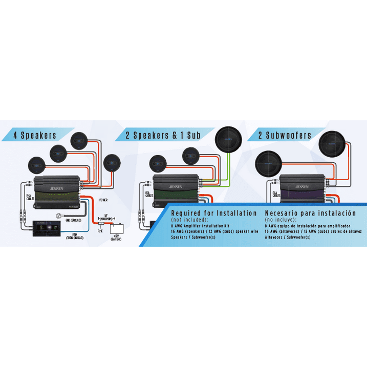 Jensen XDA94RB 1000W Class D 4 Channel Bridgeable Amplifier x 4 | 1000W ...