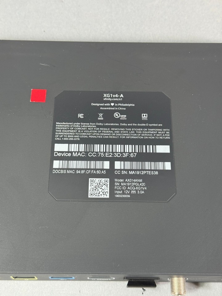 XFINITY XG1V4-A TV Cable Box TV Player Untested Free Shipping Excellent ...