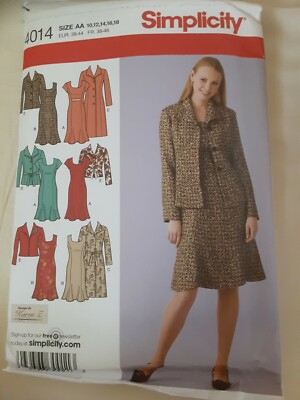 Simplicity 4014 Women's Coat or Jacket and Lined Dress UC 10-18 | eBay