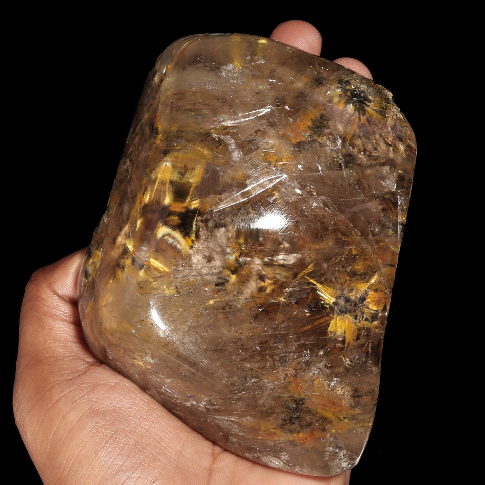 SPECIMEN NATURAL GOLDEN RUTILATED QUARTZ POLISHED ROUGH GEMSTONE 4015.0 ...