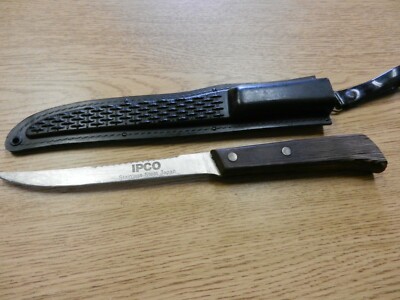 Vintage IPCO Stainless Steel Fillet Knife W/ Sheath Japan 6" Blade 11 ...
