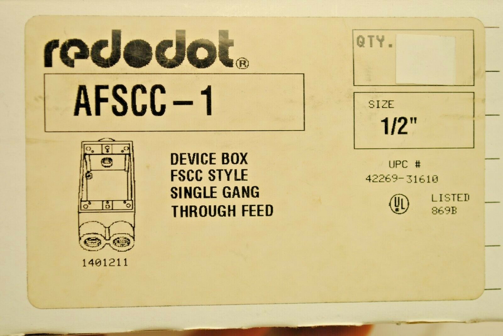 Red Dot AFSCC-1 1-Gang Aluminum FSCC Box 3 x 1/2" Hubs 2" Deep | eBay