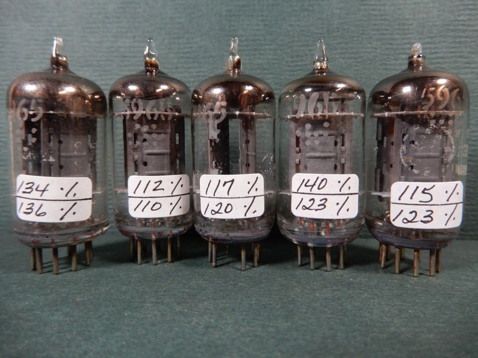GE 5965 Vacuum Tubes (5) Gray Plate Amplitrex Tested Super Strong 110 ...