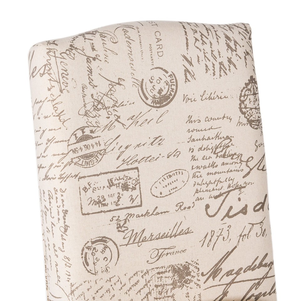 Crown Back French Script Beige Fabric Dining Chairs (Set of 2 ...