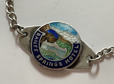 Old Sterling Silver BANFF SPRINGS HOTEL Enamel Souvenir Bracelet BM Co ...