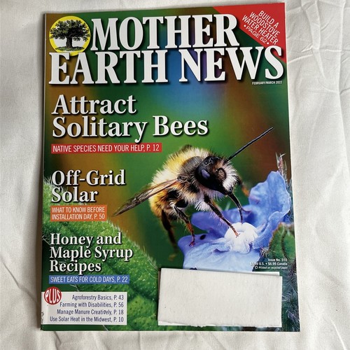 Mother Earth News Magazine February March 2022 Bees Off Grid Solar | eBay