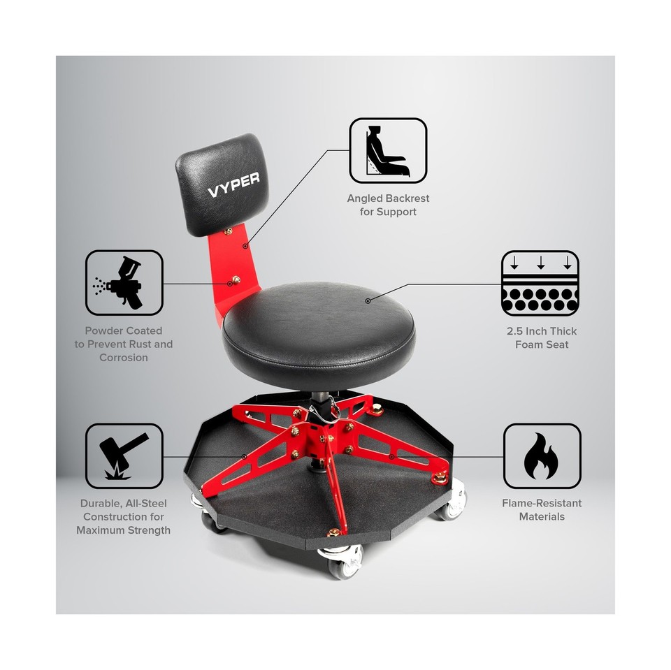 Vyper Robust Steel Sport Shop Chair for Mechanics, Automotive, DIY ...