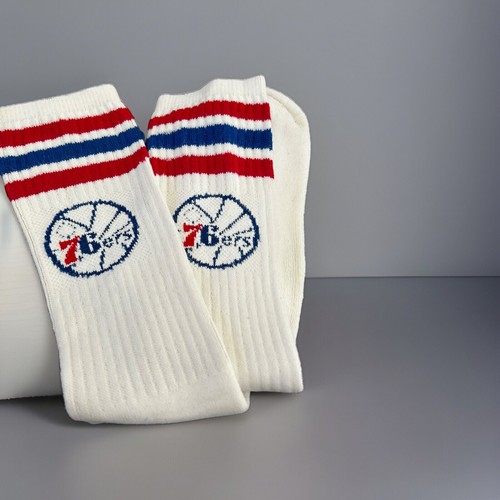 Vintage Mens 80s NBA Philadelphia 76ers Crew Socks Red/White/Blue Size ...