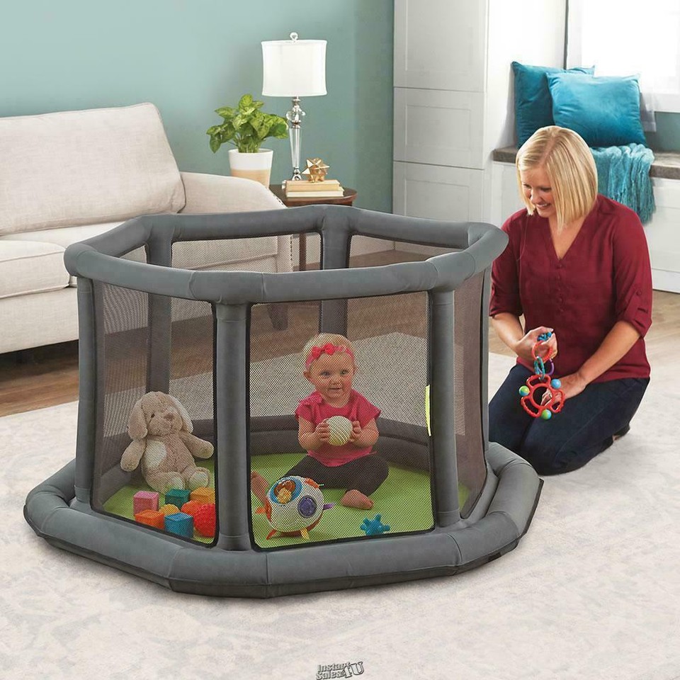 The Portable Inflatable Play Yard Six mesh windows baby Play pen | eBay