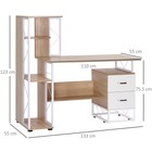 Computer Desk 2 Drawers Multi-Shelves Study Workstation PC Table Office ...
