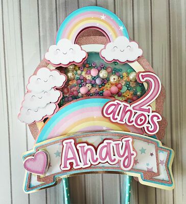 Personalized Rainbow Shaker Cake Topper | eBay