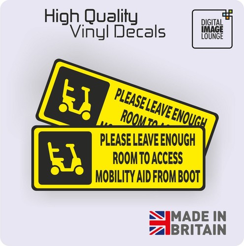 2 X Disabled Sign Disability Mobility Scooter 84x215mm Car Access Boot ...
